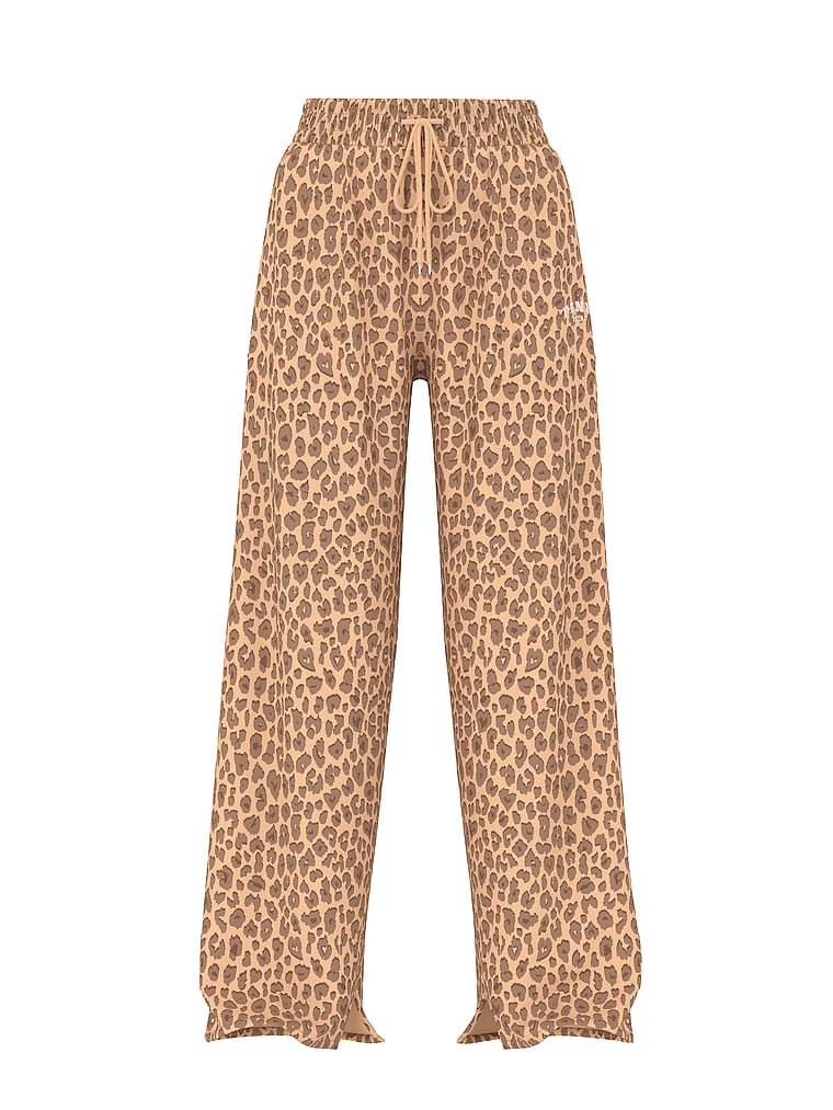 Buy Campus Fleece Wide-Leg Split-Hem Sweatpants, Leopard - Order ...