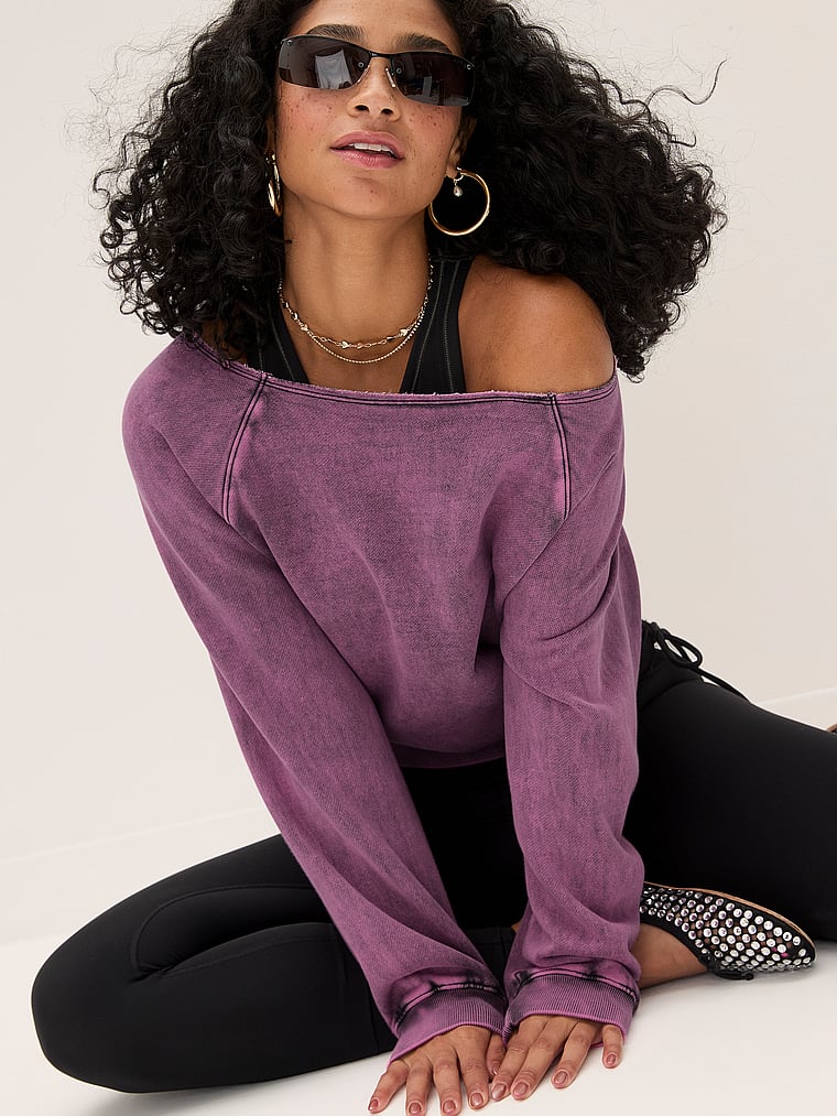 Buy Campus Fleece Off-The-Shoulder Sweatshirt, Pink Lollipop Band ...