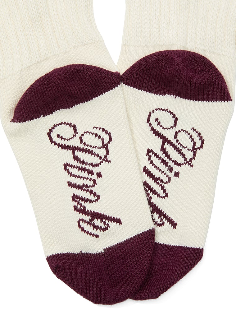 Buy Ribbed Slouch Socks, Winter White Athletic Stripe - Order Socks ...