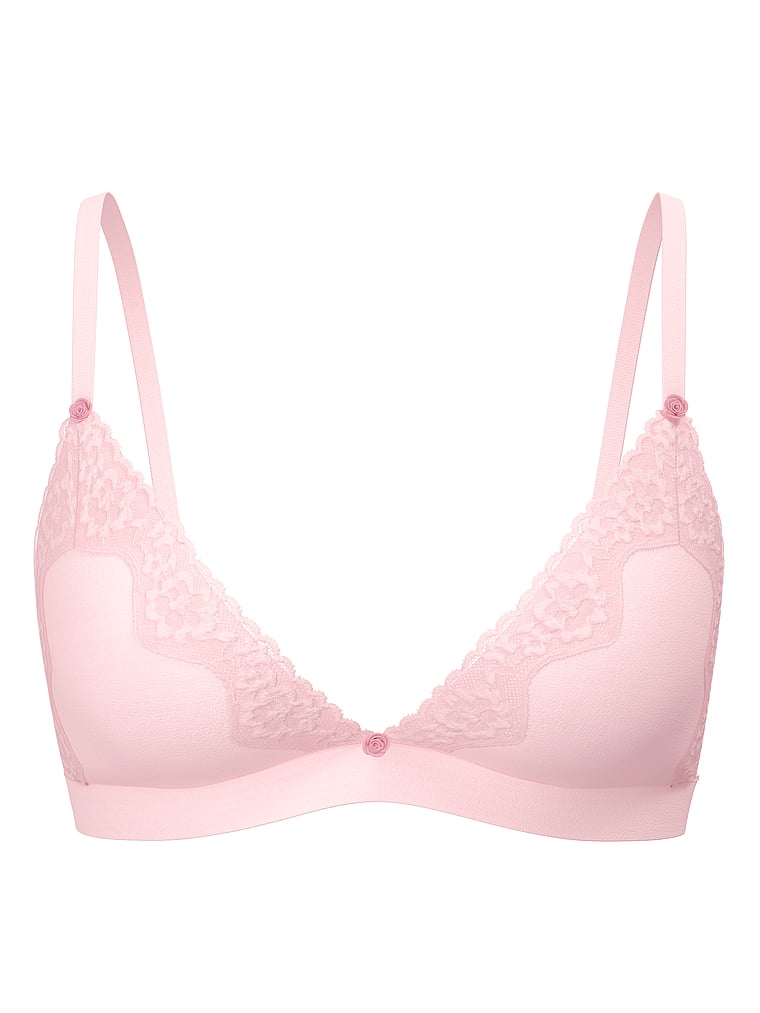 Buy Cotton Shadow Stripe Unlined Triangle Bralette, Angel Pink - Order ...