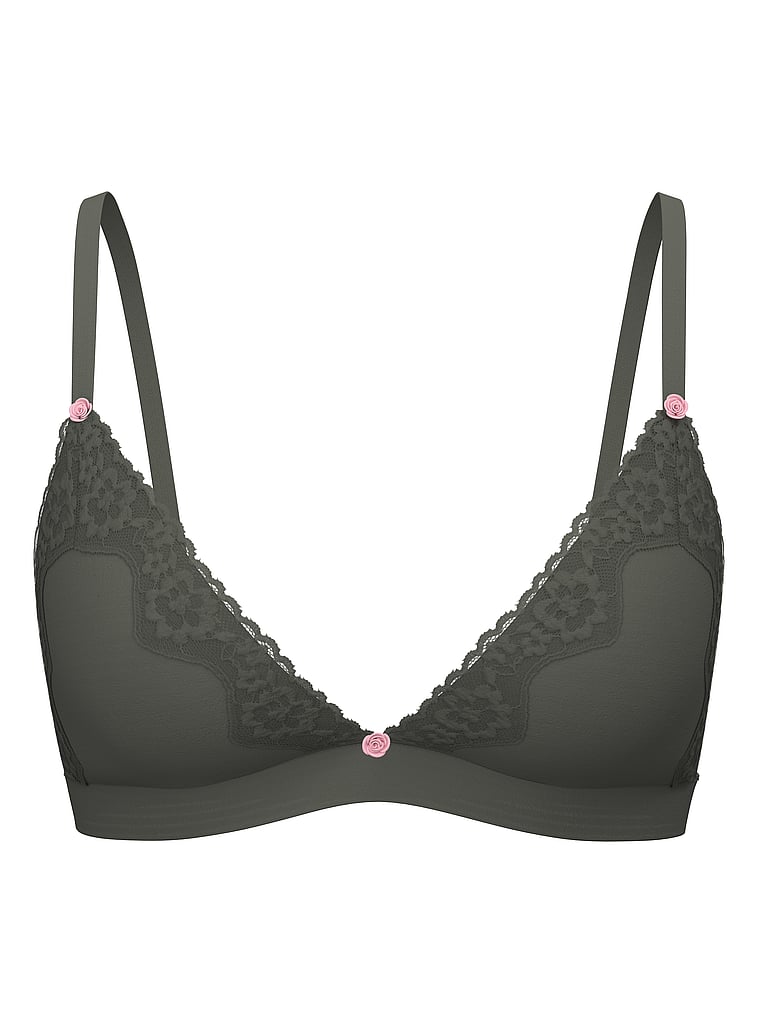 Buy Cotton Shadow Stripe Unlined Triangle Bralette, Expedition Green ...