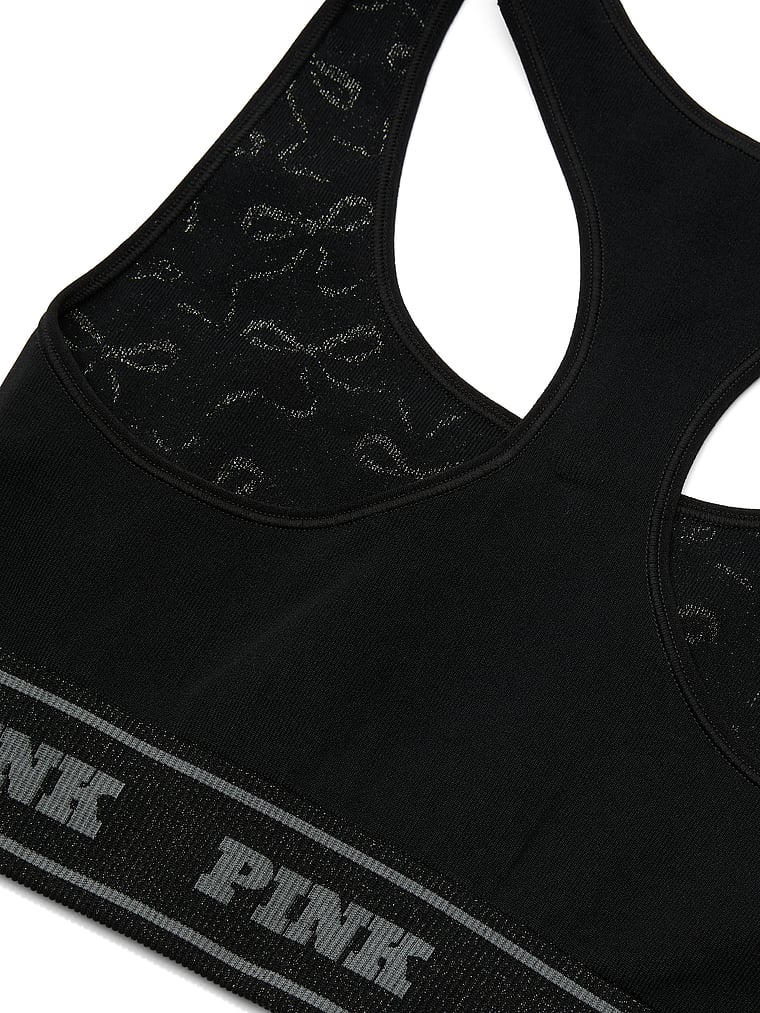 Buy Seamless Reversible Sports Bra, Pure Black Lurex Bows - Order Sport ...