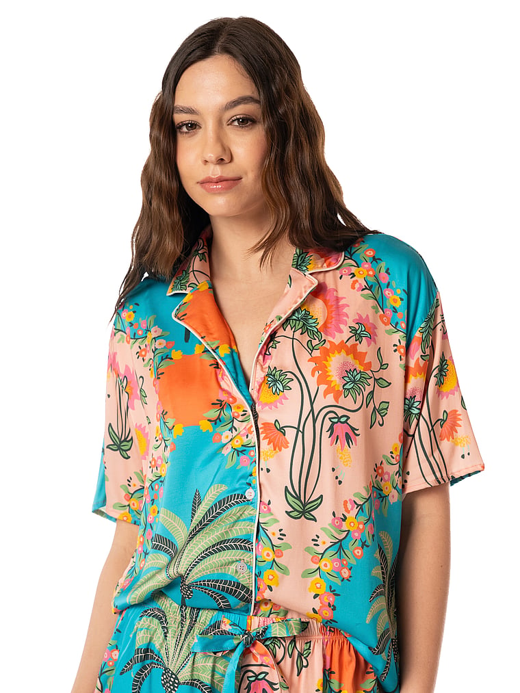 Buy Slumbers Short-Sleeve Short Set, Multi Blue - Order Pajamas Sets ...