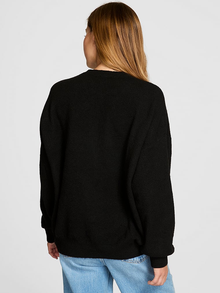 Buy Collegiate Knit Crewneck Sweater, Pure Black Lady Liberty - Order ...