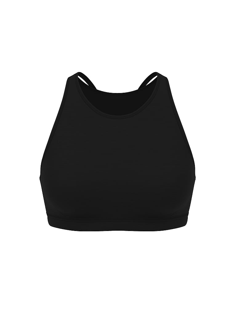 Buy Relay Cut-Out High-Neck Sports Bra, Pure Black Marl - Order Sport ...