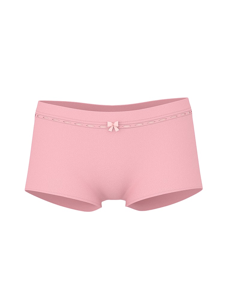 Buy Seamless Ribbon Slot Boyshort Panty, Petal Pink - Order Panties ...