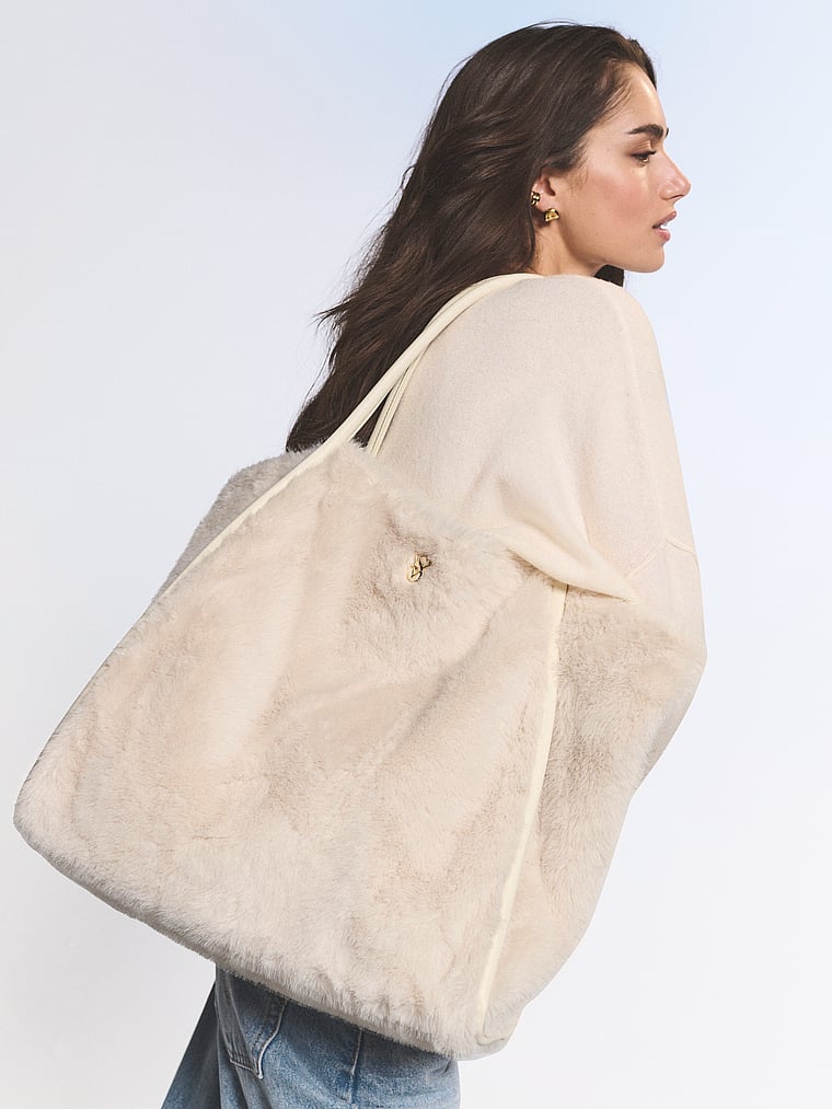 Buy Faux-Fur Tote Bag, White/Ivory - Order Bags online - Victoria's Secret