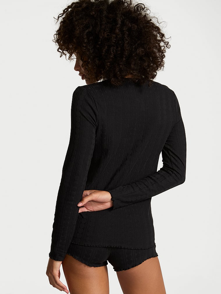 Buy Heart Pointelle Short Pajama Set, Black - Order Pajamas Sets online ...