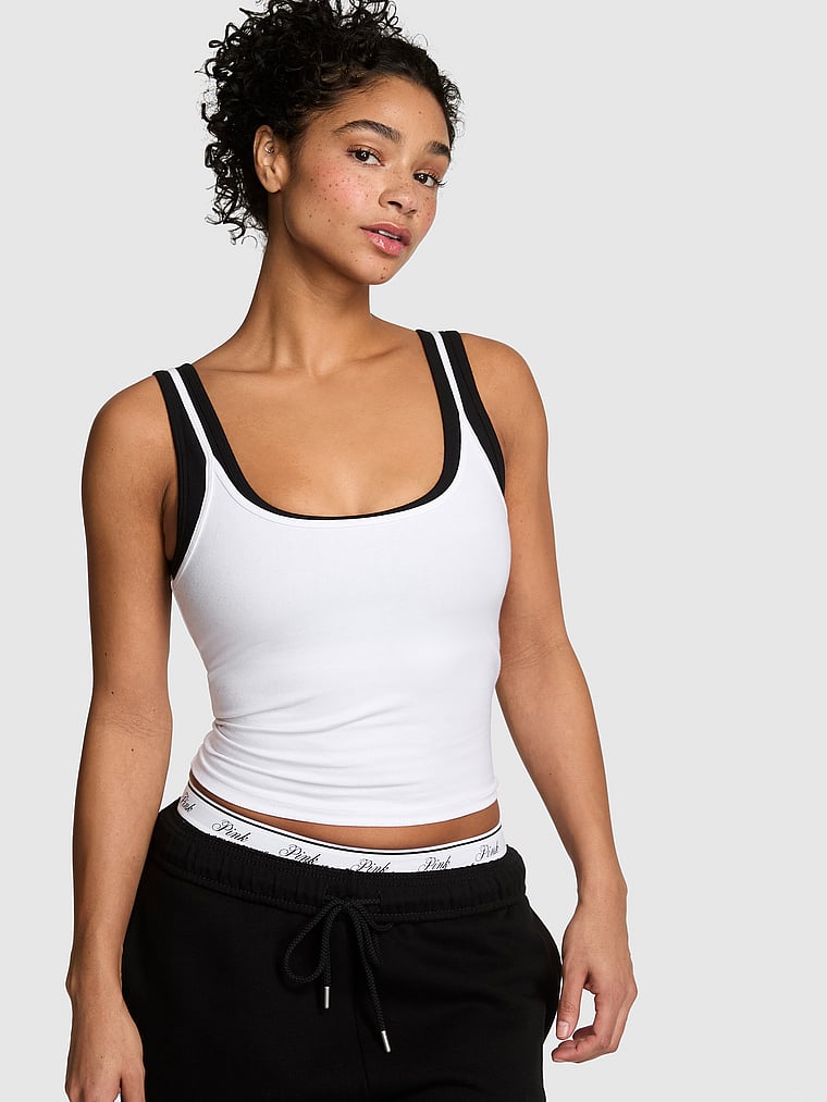 Buy All-Day Cotton Double Up Tank, Vs White With Black Layer - Order ...