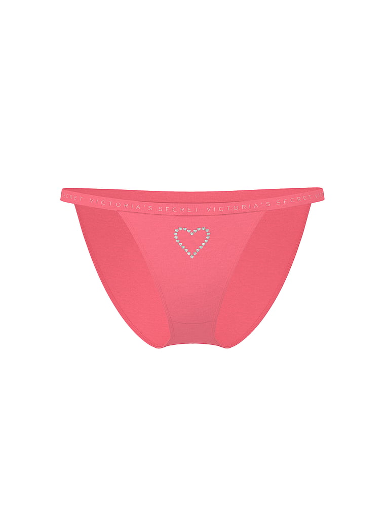 Buy Stretch Cotton String Bikini Panty, Poppy Diamante Heart - Order ...