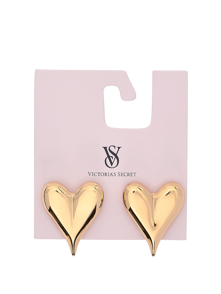 Buy Puffed Heart Earrings, Gold - Order W EARRINGS online - Victoria's ...