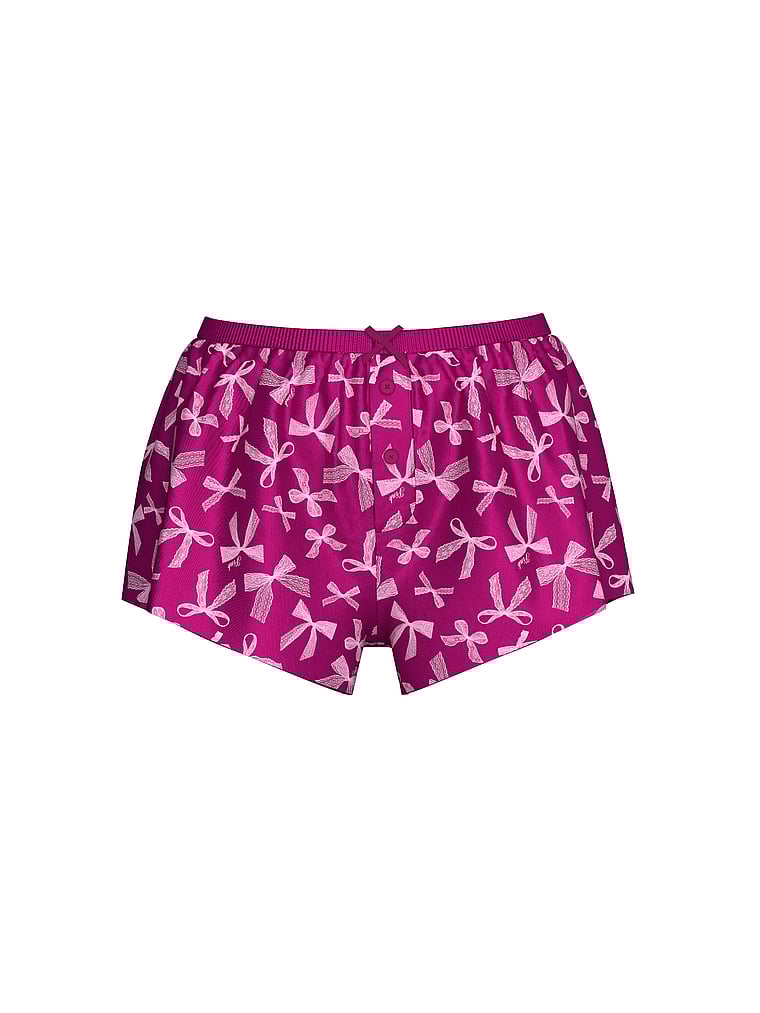 Buy Sweet Dreams Silky Pajama Micro Shorts, Magenta Rose Bows - Order ...