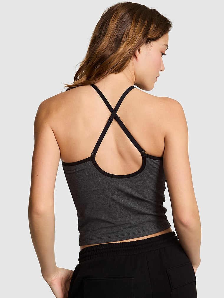 Buy All-Day Cotton High-Neck Bra Tank, Charcoal Heather Grey Bling ...