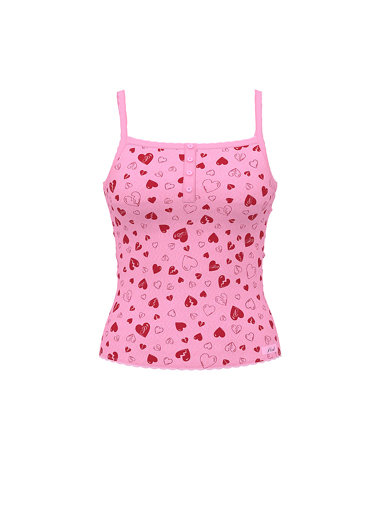 Buy Pointelle Henley Cami, Pink Lollipop Broken Hearts - Order Pajama ...
