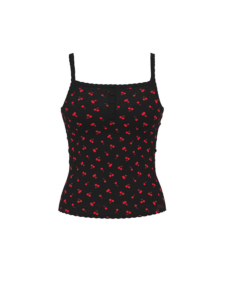 Buy Pointelle Henley Cami, Black Cherries - Order Pajama Tops online - PINK