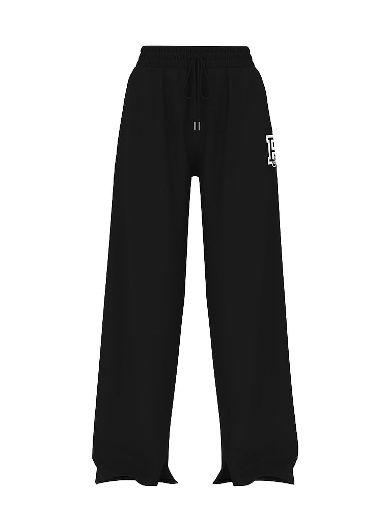 Buy Campus Fleece Wide-Leg Split-Hem Sweatpants, Pure Black Spring ...