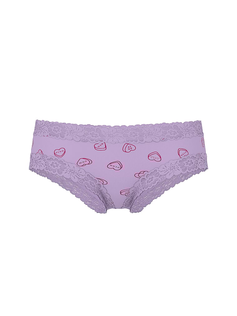 Buy Wink Lace-Trim Cheeky Panty, Purple Candy Hearts - Order Panties ...