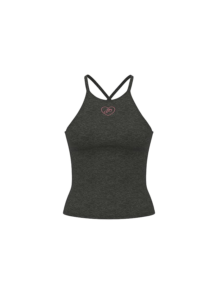 Buy All-Day Cotton High-Neck Bra Tank, Charcoal Heather Grey Bling ...