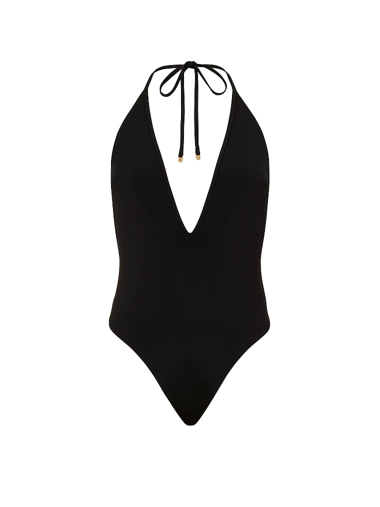 Buy Brazilian Plunge One-Piece Swimsuit, Pure Black - Order One-Piece ...