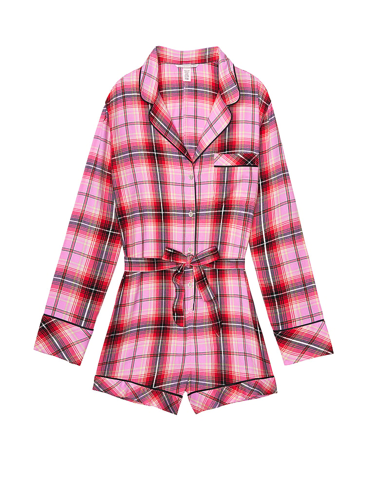 Buy Flannel Tie Romper, undefined - Order undefined online - Victoria's ...