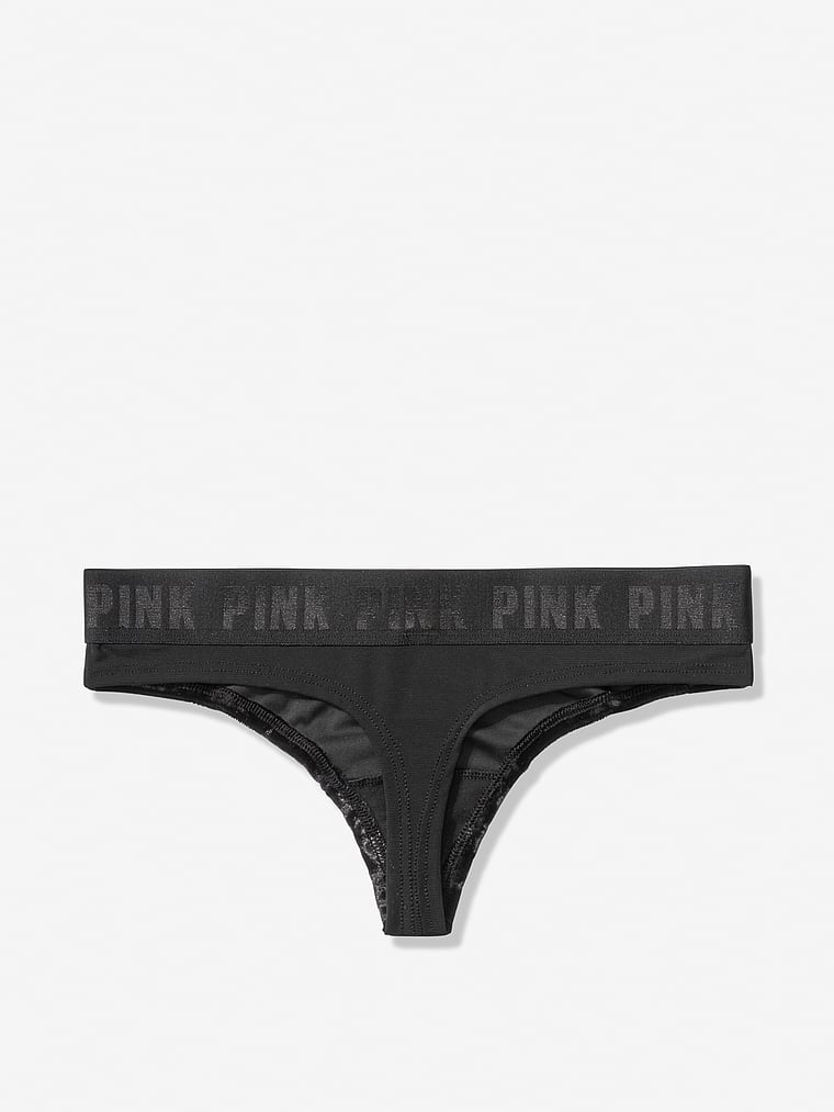 VictoriasSecret Logo Velvet Thong - 11160038-2ZUO