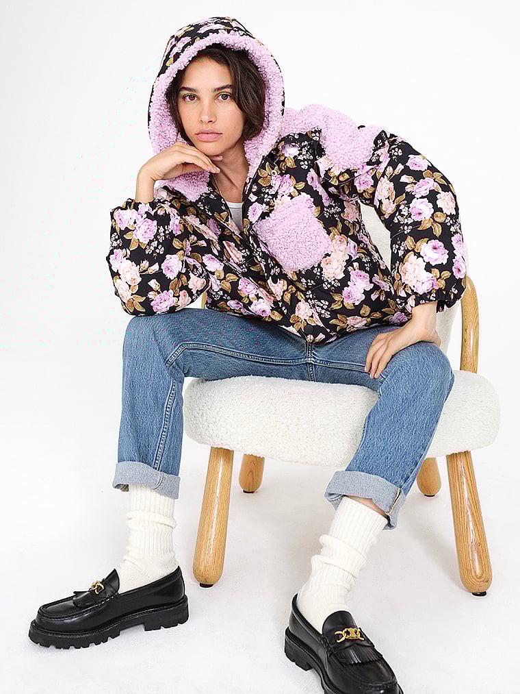 Buy Puffer Jacket With Ruffle Trim, - Order undefined online - Victoria ...