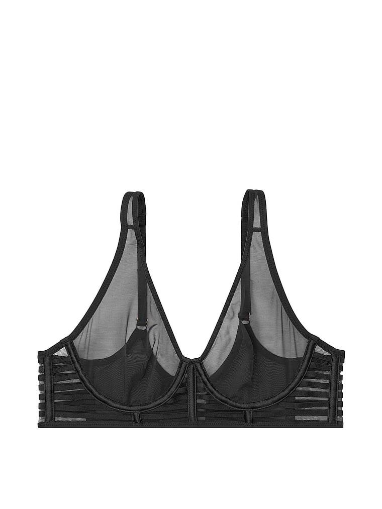 Unlined Mesh Full Coverage Plunge Bra