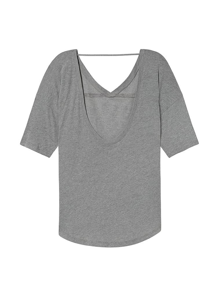 Buy Boyfriend Open Back V-Neck Tee, - Order undefined online - PINK