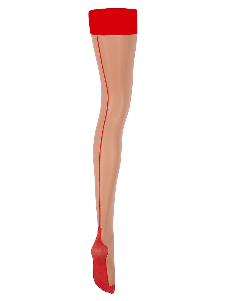 Buy Lace-Top Stocking with Back Seam, Sheer/Red - Order Hosiery online ...
