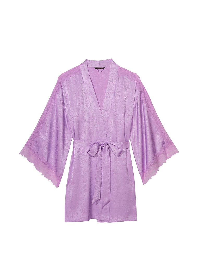 Buy Luxe Satin Jacquard Lace Inset Robe, - Order undefined online ...