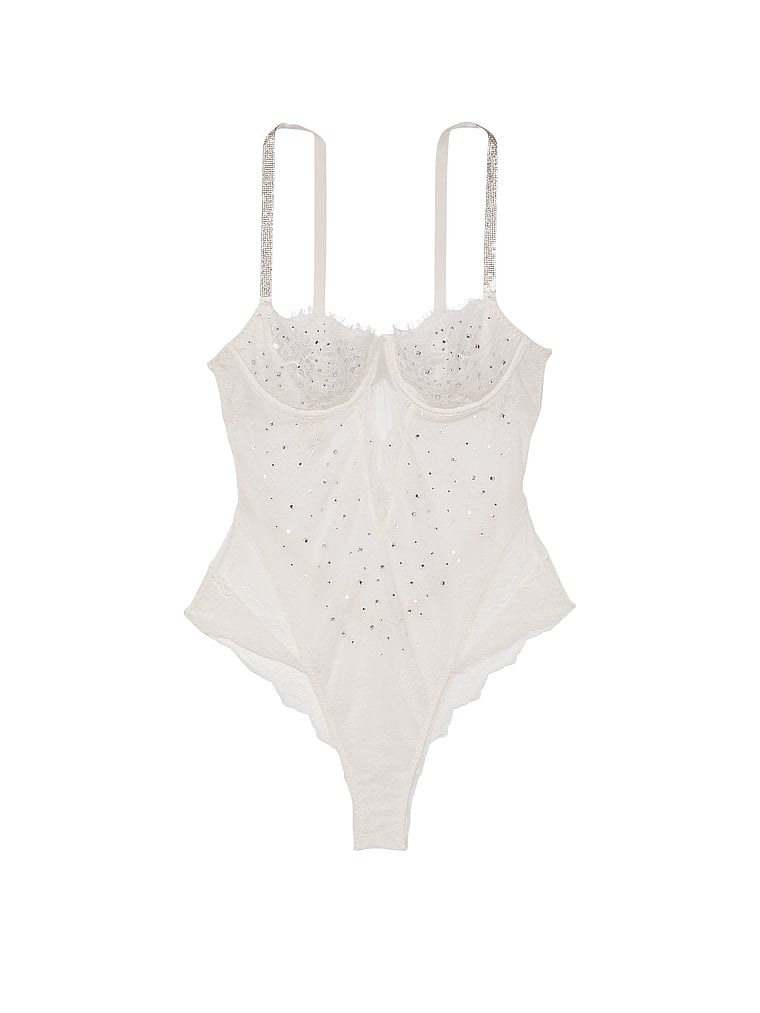 Buy Wicked Unlined Embellished Balconette Teddy, Coconut White - Order ...
