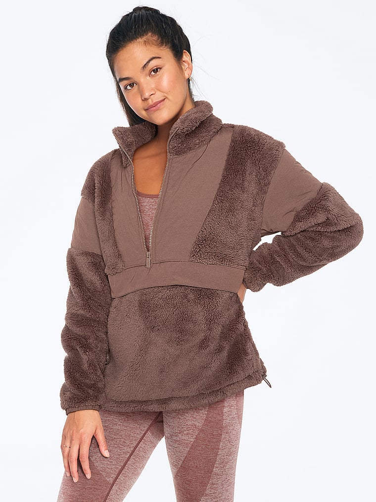 Buy Oversized Teddy Half-Zip, - Order undefined online - PINK US