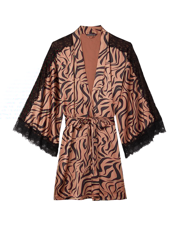Buy Luxe Satin Lace Inset Robe, - Order undefined online - Victoria's ...