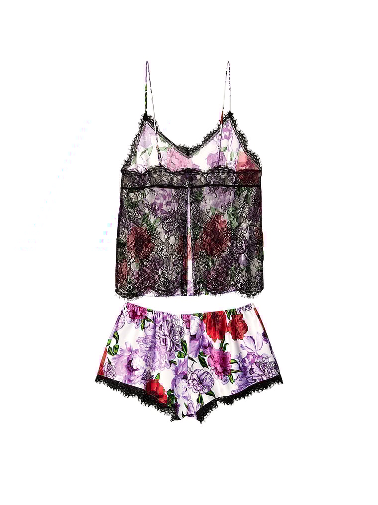 Buy Stretch Satin Lace Back Cami Set, - Order undefined online ...