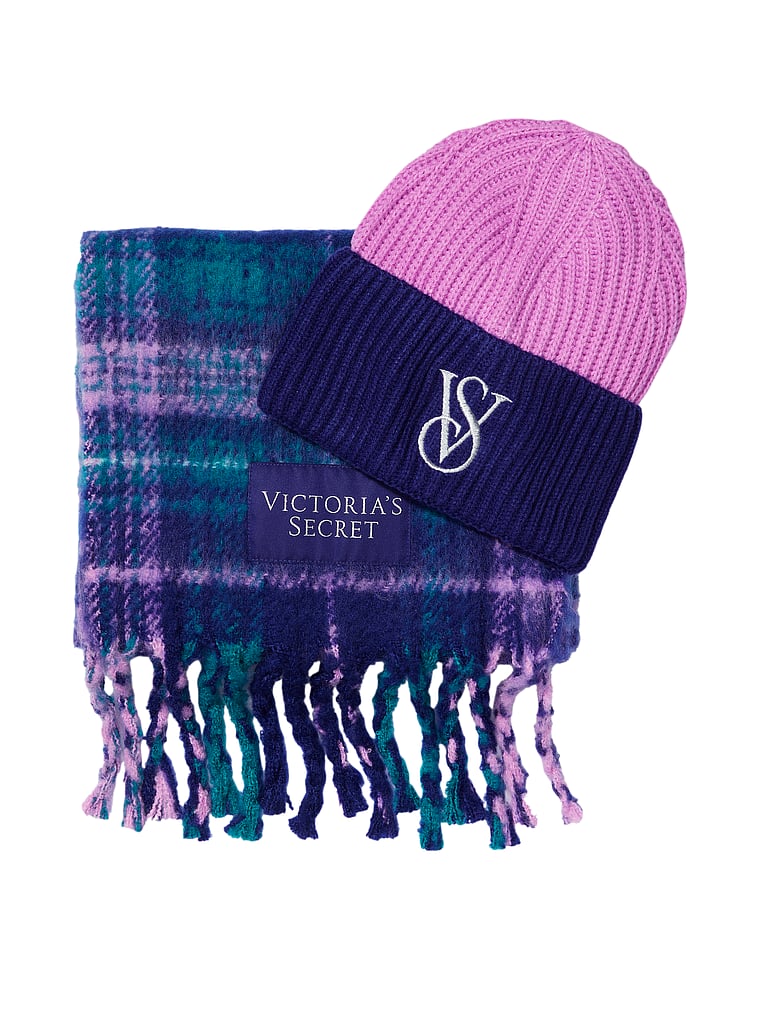 Buy Plaid Scarf & Beanie Set, - Order undefined online - Victoria's ...