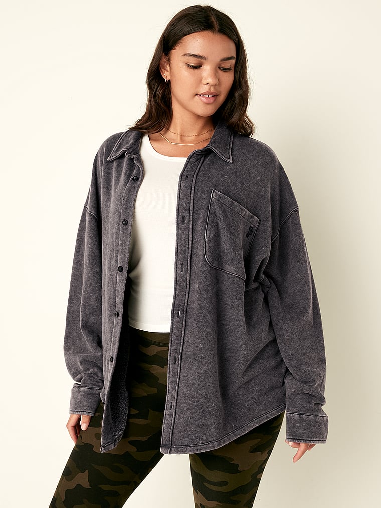 Buy Fleece Shacket, - Order undefined online - PINK US