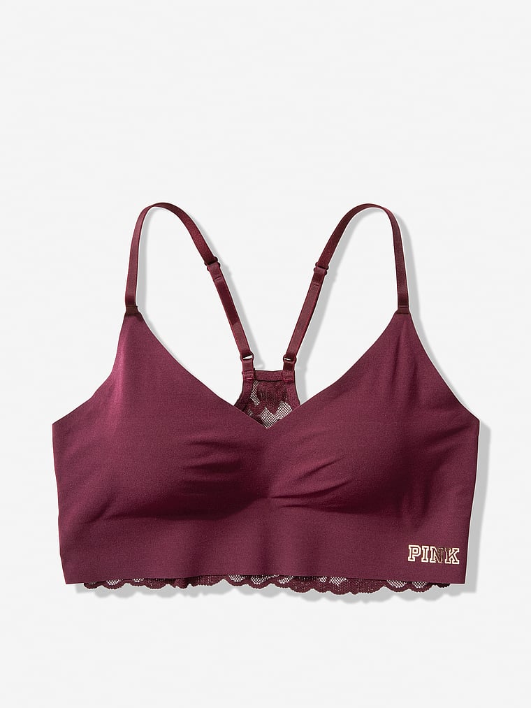 Buy Loungin' Lace-Back Bra, - Order undefined online - PINK