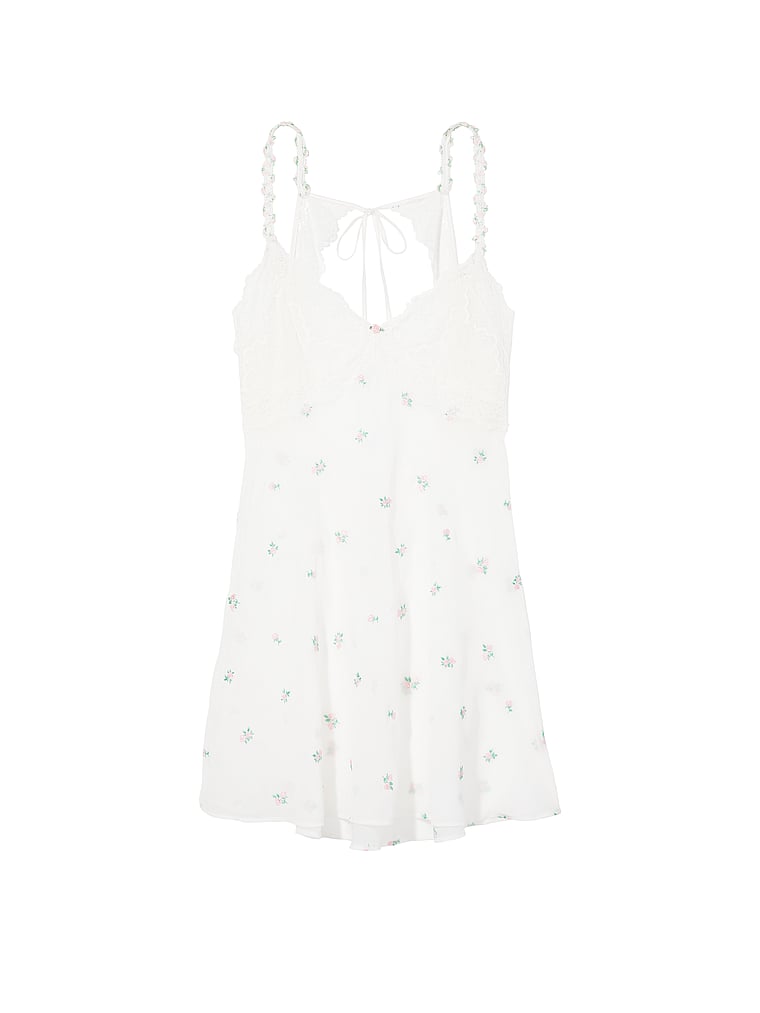 Buy Rose-Embroidery Plunge Open-Back Slip, - Order undefined online ...