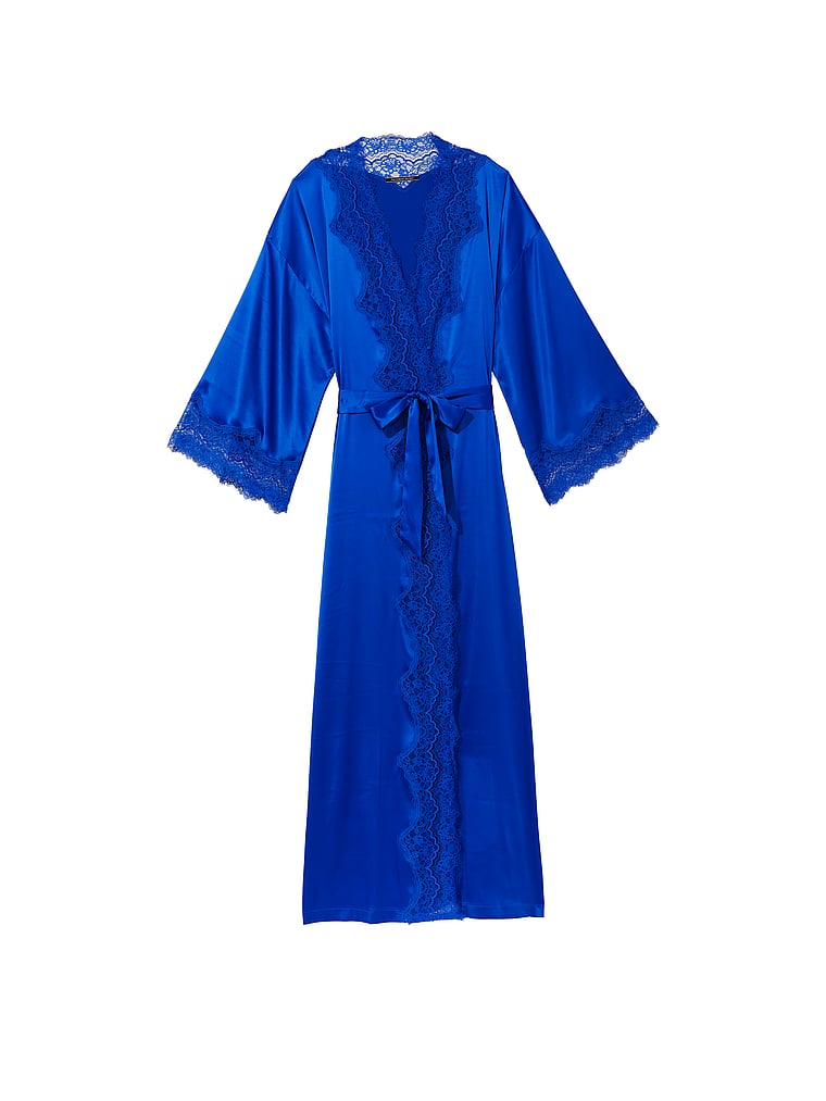 Buy Lace-Trim Satin Long Robe, - Order undefined online - Victoria's ...