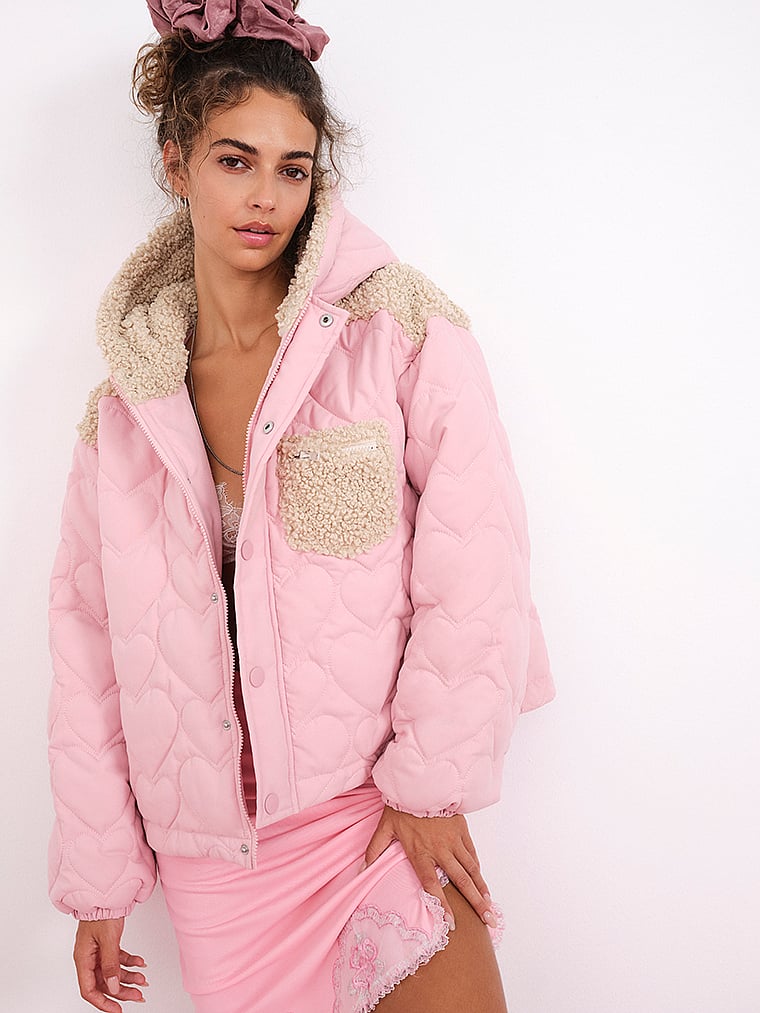 Buy Puffer Jacket With Ruffle Trim, - Order undefined online - Victoria ...