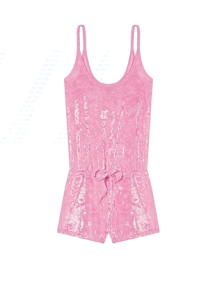 Buy Velvet Sleep Romper, undefined - Order undefined online - PINK