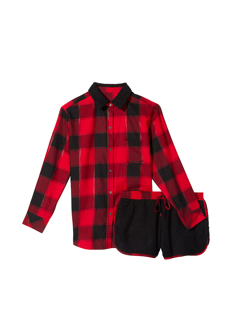 Buy Flannel Shirt Cozy Fleece Shorts Set, - Order undefined online ...