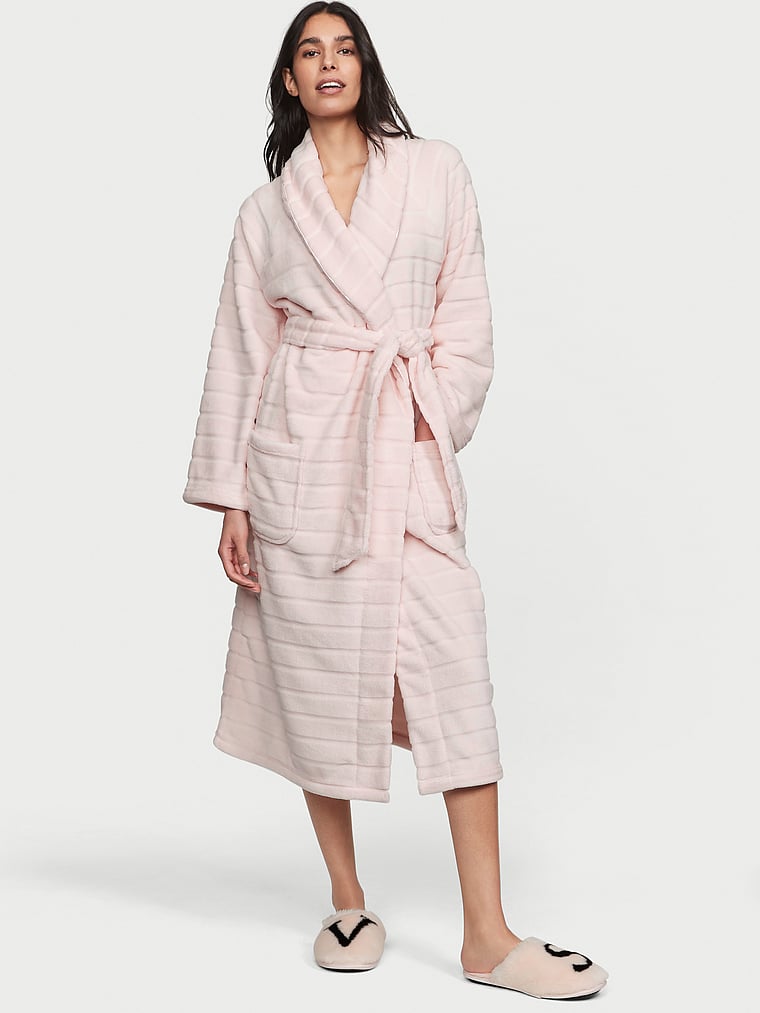 Buy Plush Striped Long Robe, - Order undefined online - Victoria's ...