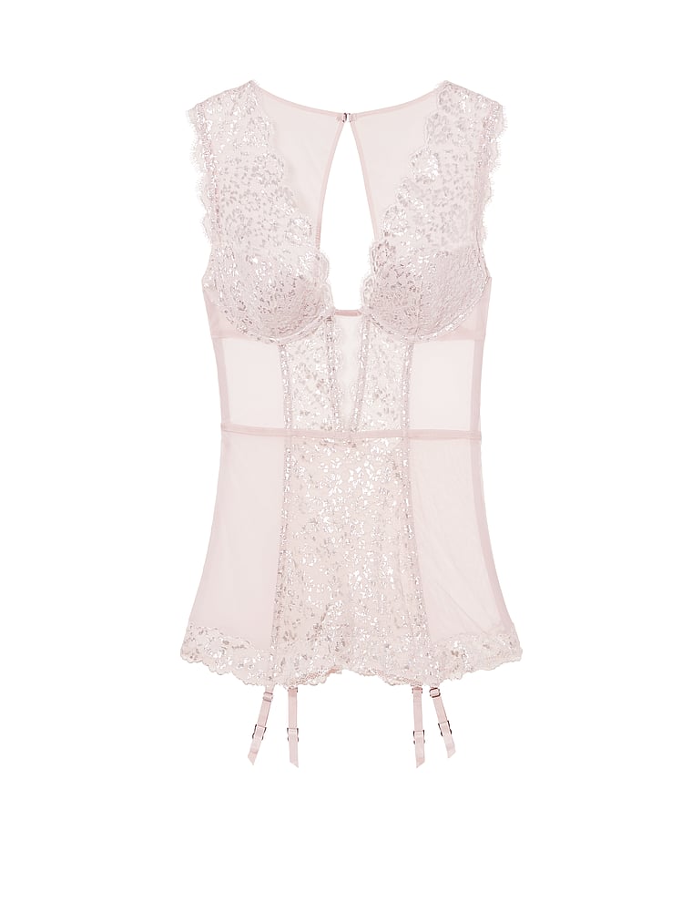 Buy Metallic Lace & Mesh Garter Slip, - Order undefined online ...