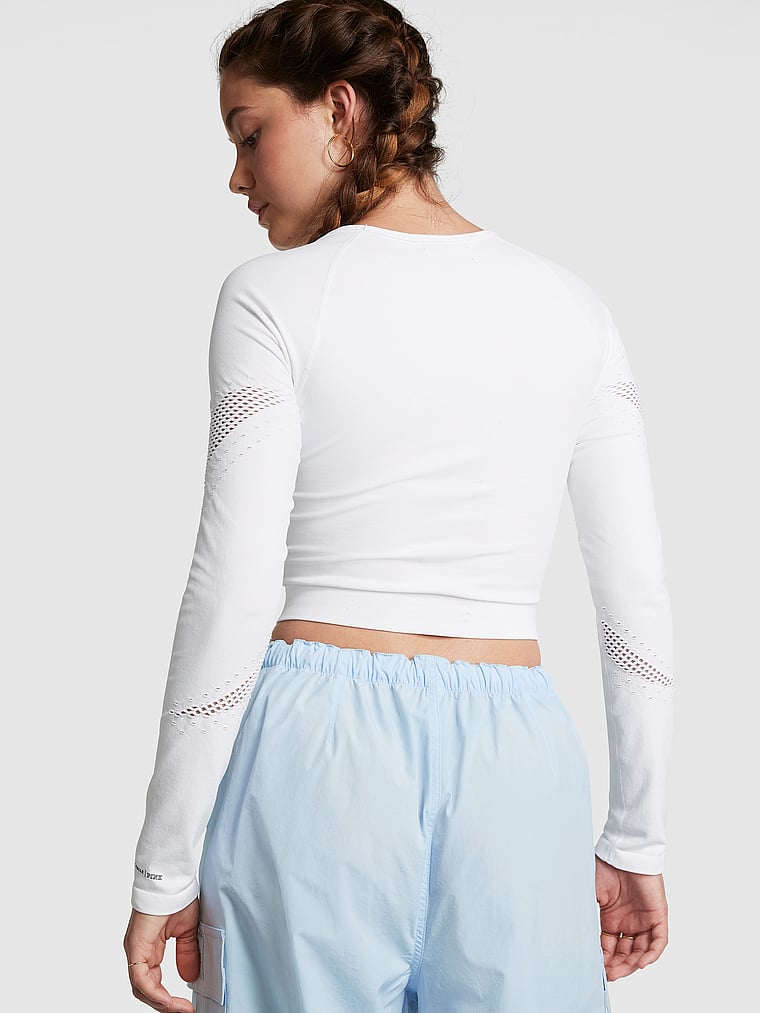 Buy Seamless Mesh Long-Sleeve Crop Top, - Order undefined online - PINK US