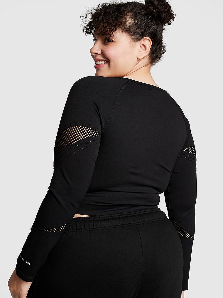 Buy Seamless Mesh Long-Sleeve Crop Top, - Order undefined online - PINK US