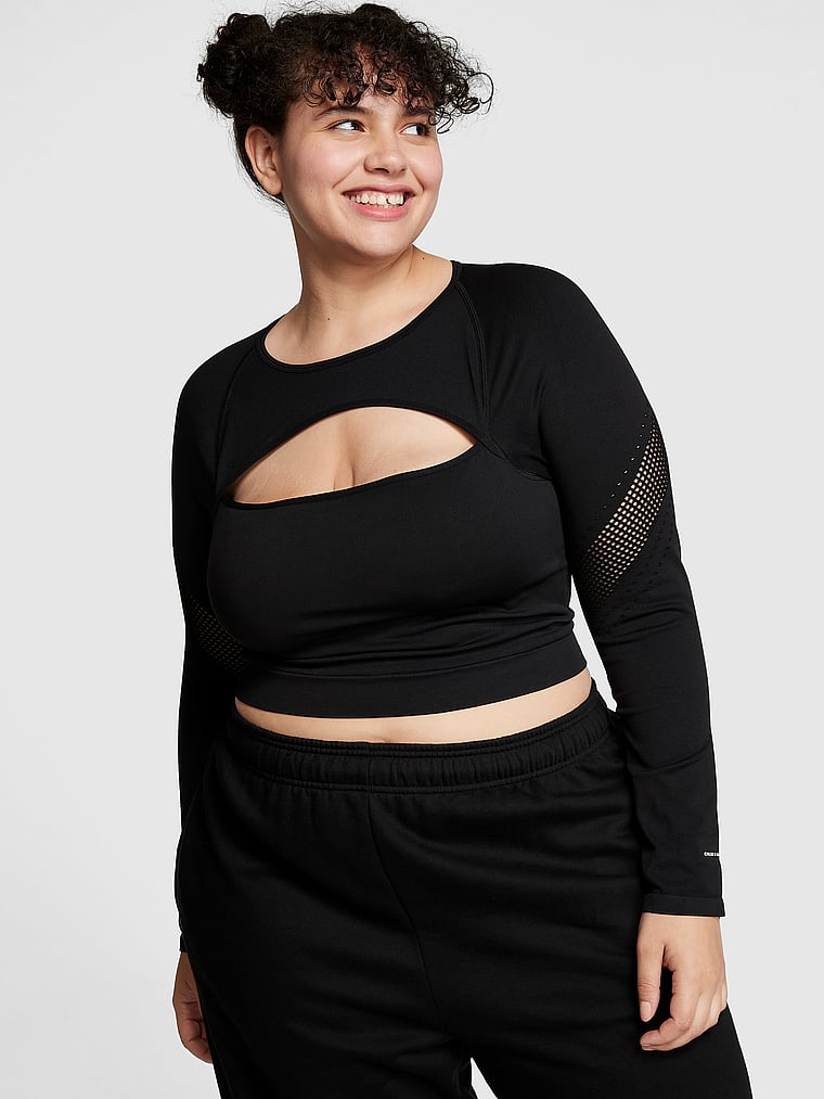 Buy Seamless Mesh Long-Sleeve Crop Top, - Order undefined online - PINK US