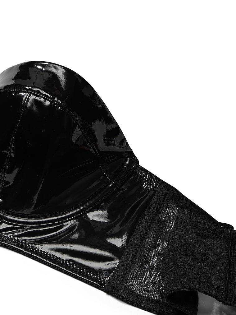 Buy Faux Patent Leather Strapless Longline Balconette Bra, - Order ...