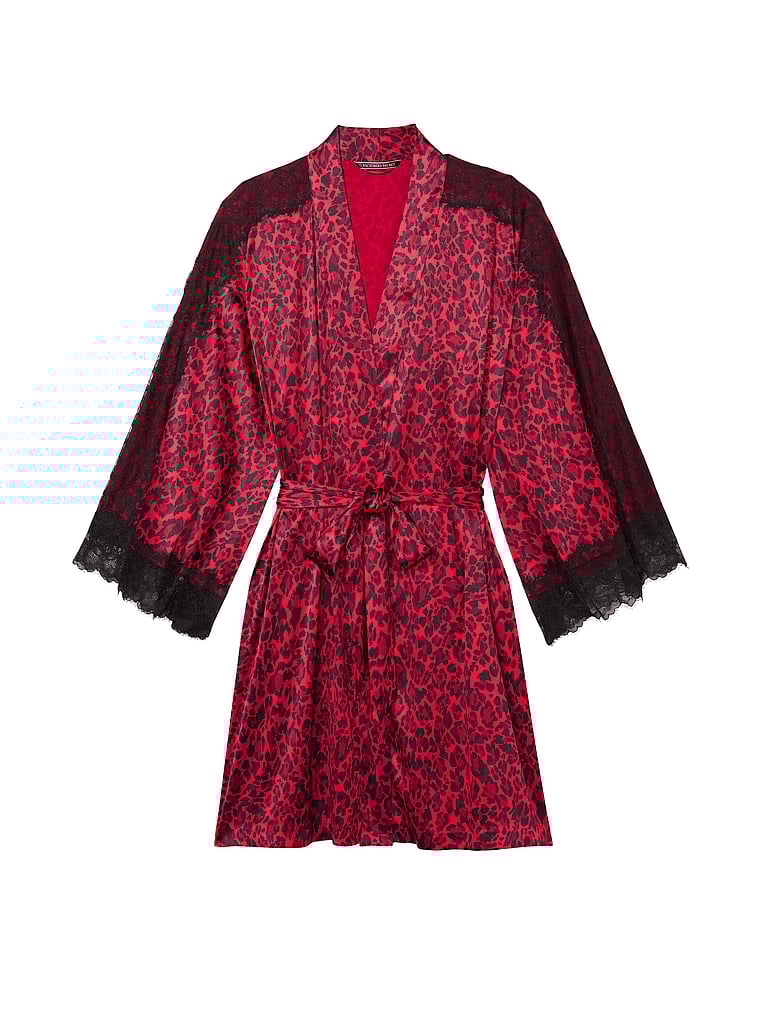 Buy Luxe Satin Lace Inset Robe, - Order undefined online - Victoria's ...