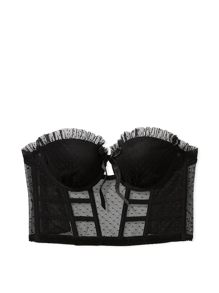 Buy Strapless Dotted Mesh Corset Top, Black - Order Bras online ...